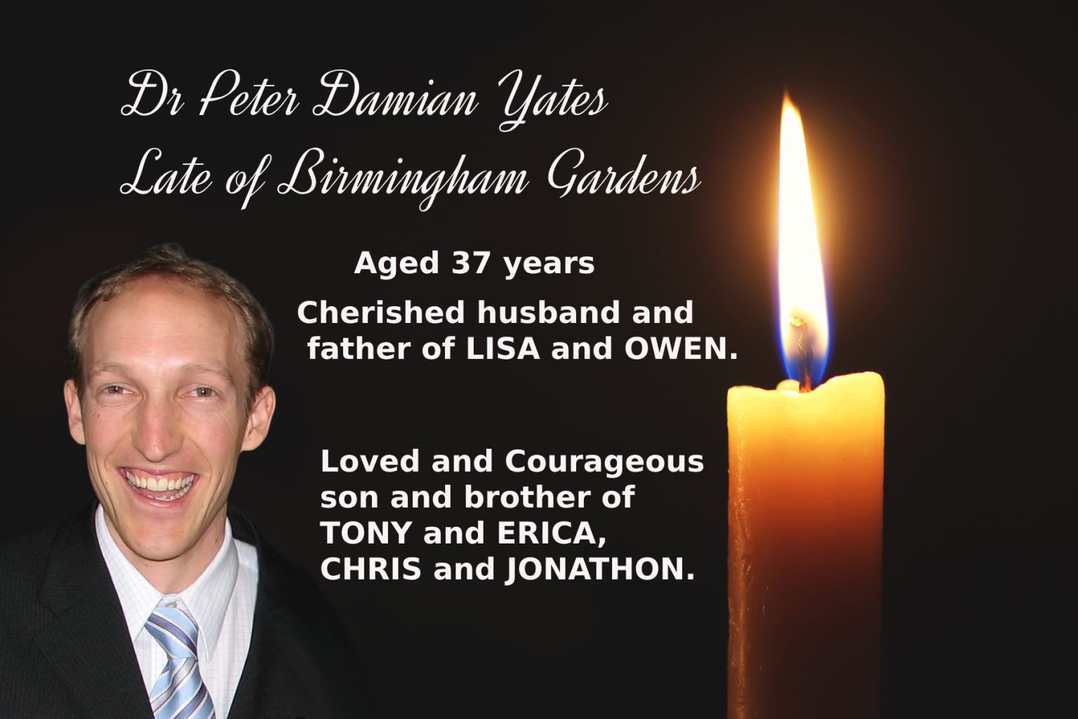 Dr Peter Damian YATES – Online Memorials