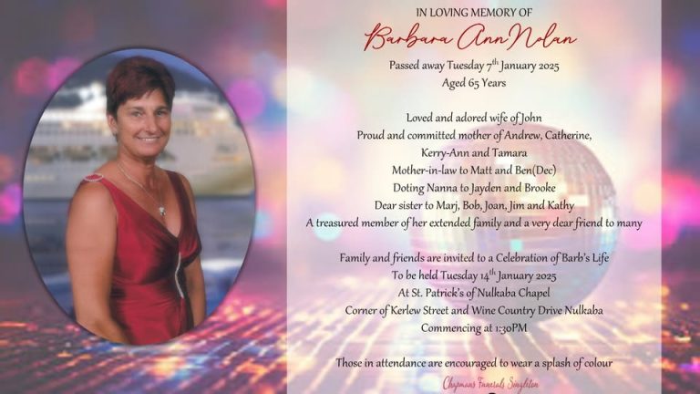Barbara Ann NOLAN – Online Memorials