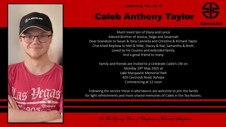 Caleb Anthony TAYLOR – Online Memorials