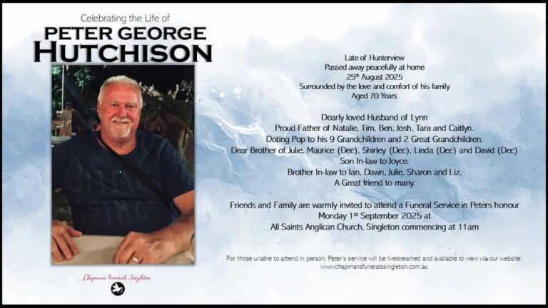 Peter George HUTCHISON – Online Memorials